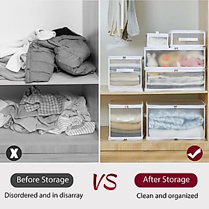 (3 Pcs) FAOMSEBS Collapsible Storage Bins with Lids Zipper [Healthy & Odorless Plastic] [with Sturdy Handles] Light Foldable Cube Moisture-Proof Box Organizer for Clothes Coats Bedroom Translucent 27L