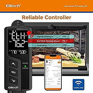 Elitech Temperature and Humidity Controller STC-1000WiFi Pro TH T&H Cooling Heating Switch On-Off Thermostat for Heat Pad Reptile Aquarium Homebrew Freezer -40~230°F Pre-Wired Outlets 110V 1100W 10A