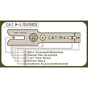 CAT Outdoors CAT M4 Tool, Carbon Scraper Tool Bolt Cleaner, Gun Cleaning Tool and Carrier Carbon Remover for Guns (CAT M4)