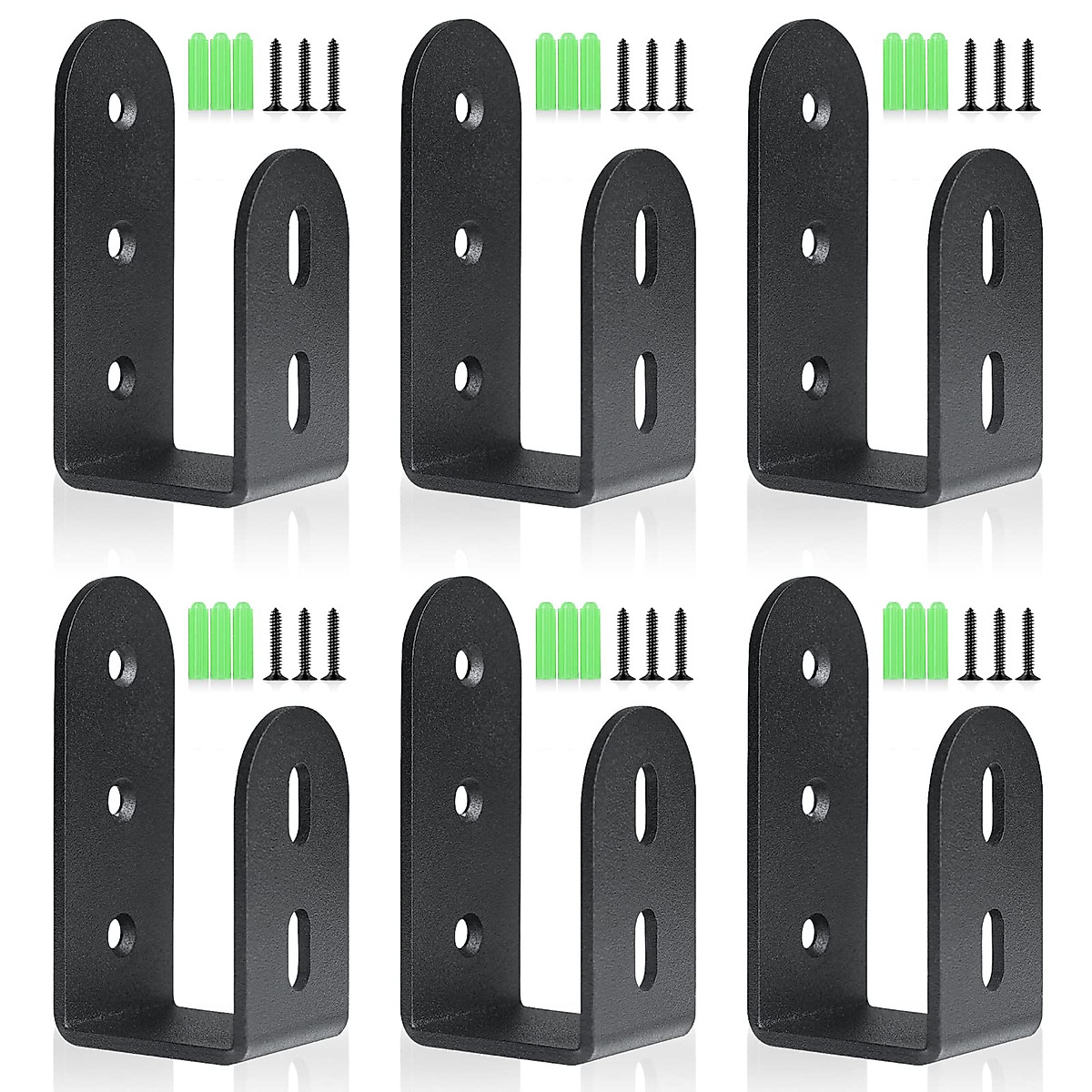 Riuog U bracket, door security bar, Heavy Duty Door Security Brackets for 2 x 4 Lumber (with Screws),Open Bar Holder Steel U Bracket Door Barricade fit for Indoor,Outdoor Door Security (6 Pack)