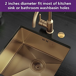 Mxclimate 2" Kitchen Sink Hole Cover,2 Pack Gold Faucet Hole Cover,Stainless Steel Kitchen Sink Basin Hole Tap Plug Stopper Cover for Leakage Prevention