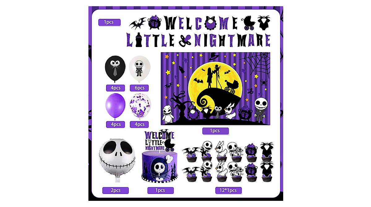 Welcome Little Nightmare Baby Shower Halloween Decorations,Nightmare ...