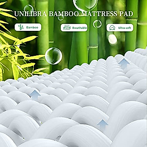 UNILIBRA Twin XL Size Bamboo Mattress Pad Cooling, Quilted Fitted Mattress Protector Pillow Top Extra Long Mattress Cover with Deep Pocket Up to 19 Inches, Ultra Soft Filling Mattress Pad