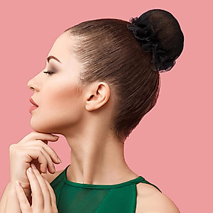 BBTO 12 Pcs Invisible Mesh Hair Nets for Ballet Buns, Sleeping and Wigs - Elastic Edge, Black