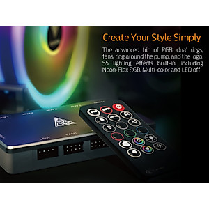 Gamdias CPU Liquid Cooler 240mm RGB for Gaming PC, Computers with 2 PWM Dual Ring RGB Fans, AIO Lighting Cooling Kit, All-in-One CPU Water Cooler with Radiator, Remote and Hub