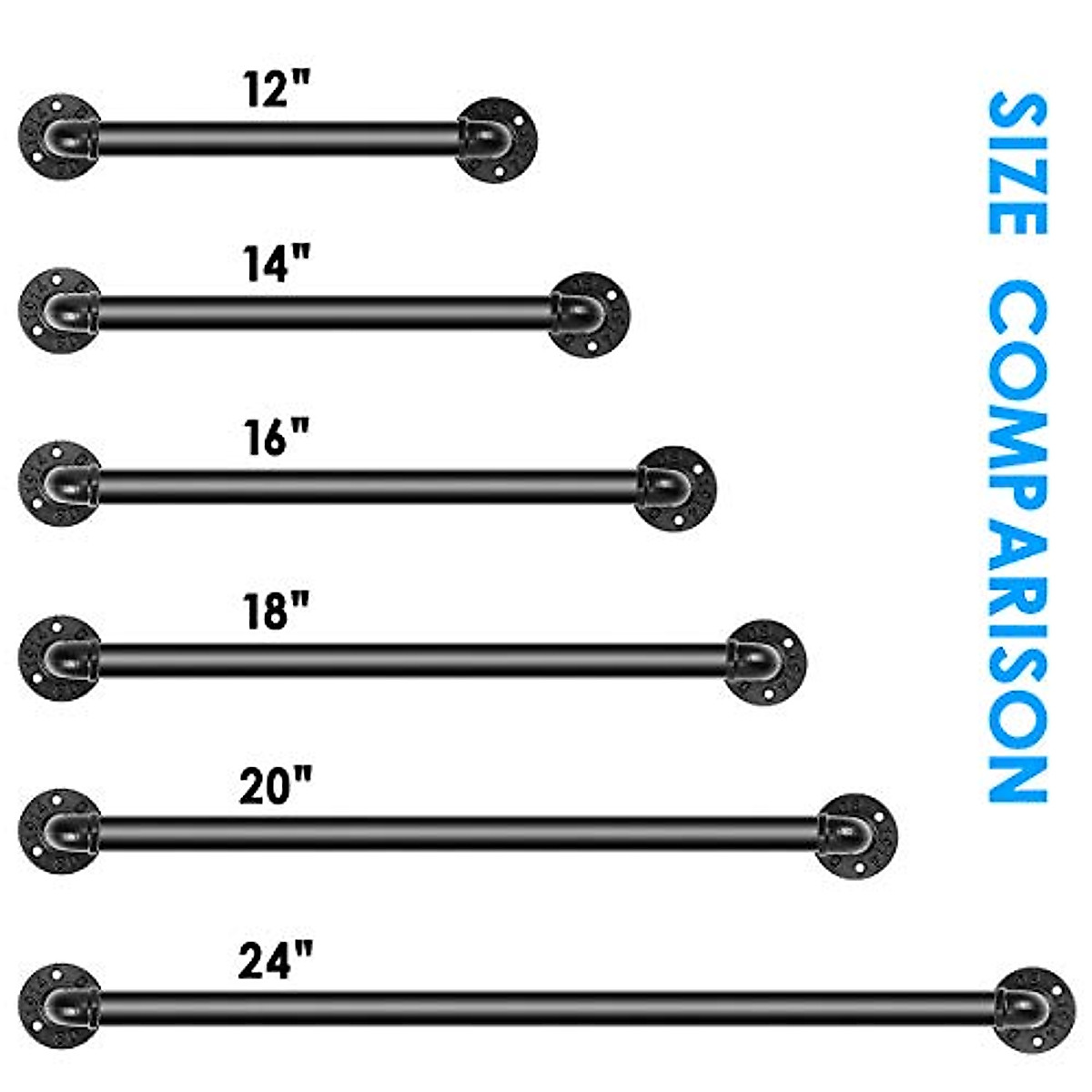 Industrial Pipe Towel Rack 14 inch Towel Bar, Wall Mounted Heavy Duty Matte Black Finish Bath Towel Holder for Kitchen Or Bath Hanging (1 Pack)