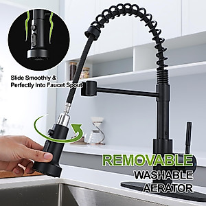 GCGWEQS Pull Down Faucet Replacement Head, 3 Functions Kitchen Faucet Sprayer Head, G 1/2 Pull Out Spray Head for Kitchen Faucet, Black Kitchen Sink Faucet Head