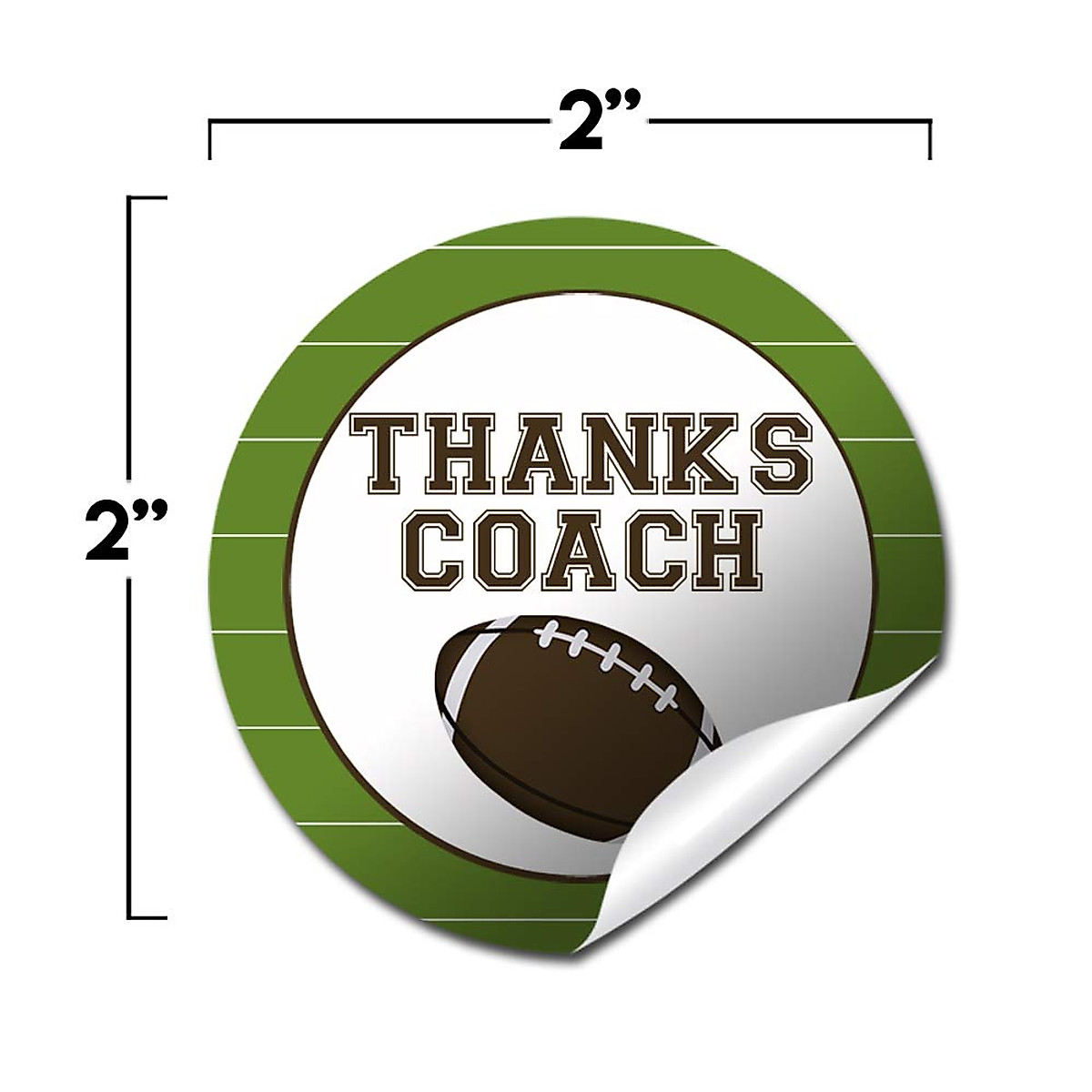 Football Team Coach Appreciation Thank You Sticker Labels, 40 2" Party Circle Stickers by AmandaCreation, Great for Envelope Seals & Gift Bags