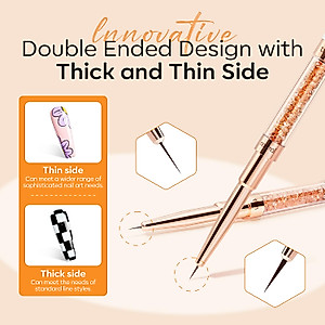 modelones Nail Art Brushes, Super Fine Liner Nail Brush Kit Sizes 7/11/15/20mm for Gel Polish Thin Lines, Precise Details, Fine Drawing Painting Design Acrylic Rhinestone Handle Salon & DIY Use