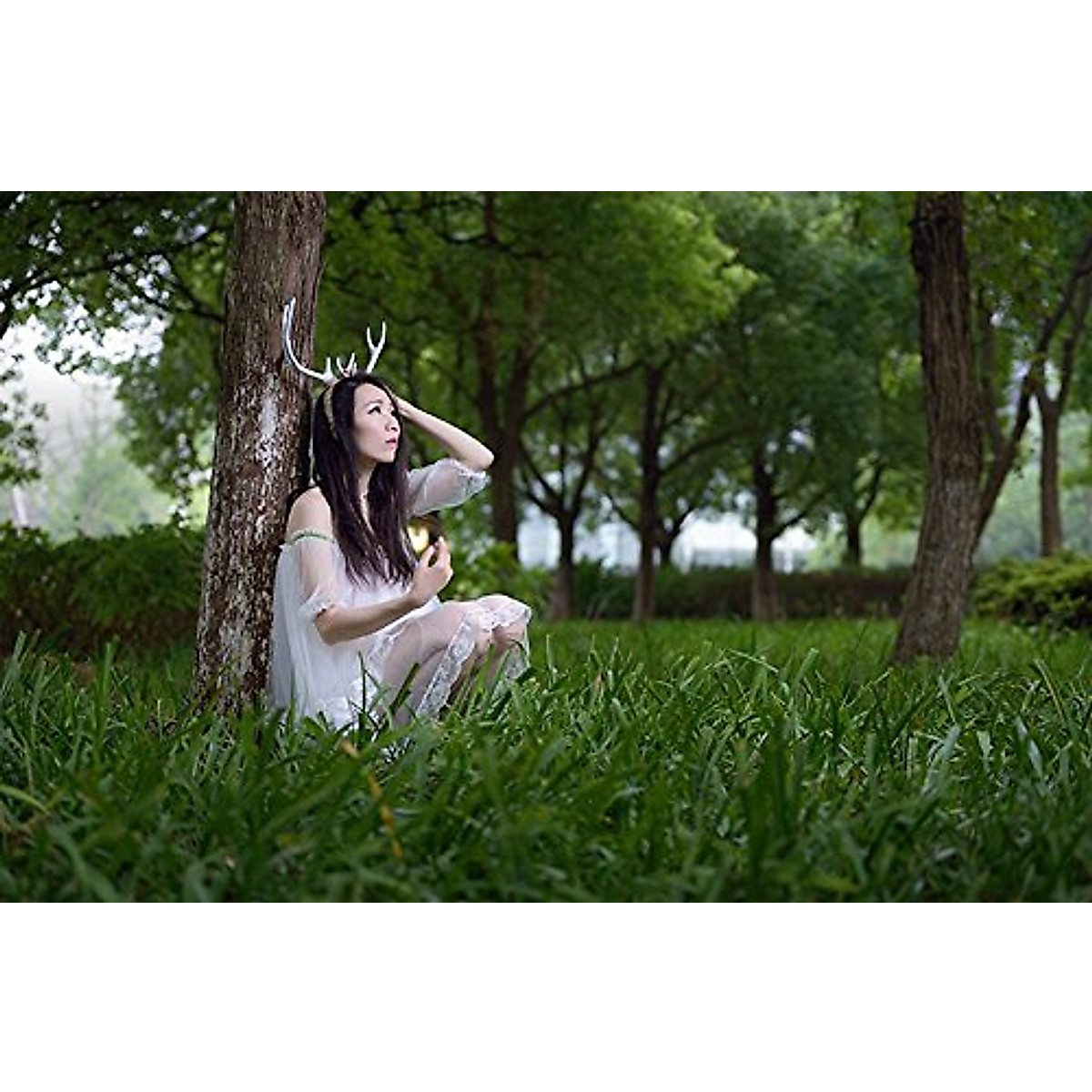 Festival Celebration Accessory Props Cos Cute White Snow Deer Reindeer Antlers Head Hair Band Photo Shoot Forest Goddess Headdress Headwear