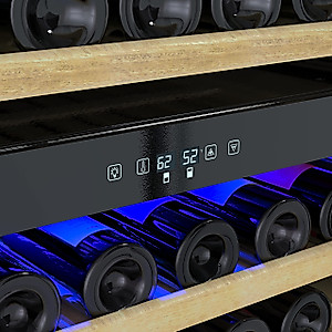 KoolMore 24” Inch 9.7 Cu.Ft. Dual Zone Wine Cooler Refrigerator, Freestanding or Built-In Unit, Tempered Glass and Door Lock (KM-CW92DZ-SS), Silver, 92 Wine Bottles