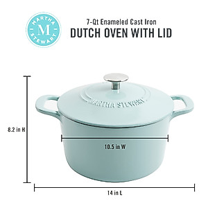 MARTHA STEWART Gatwick 7 QT Enamel Cast Iron Dutch Oven, Martha Blue