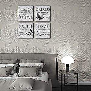 Inspirational Quotes Wall Art Paintings Grey Motivational Nature Picture Artwork of Contemporary Home Living Room Decor (12x12inch, Black White)