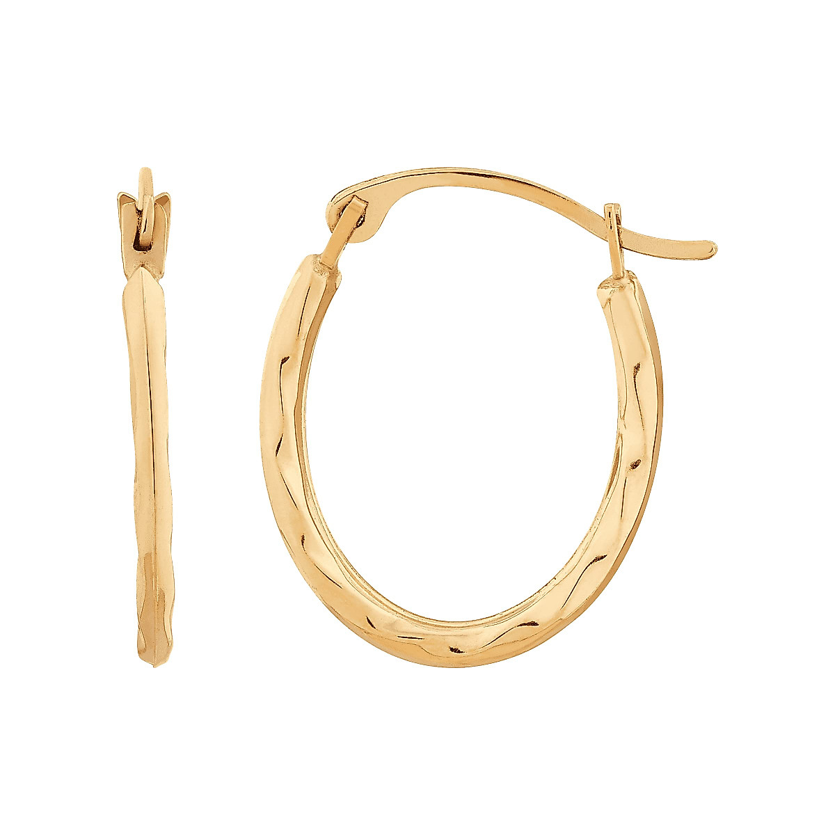 Welry Oval Twisted Hoop Earrings for Women, 14K Yellow Gold, Jewelry Gift Idea, 16mm