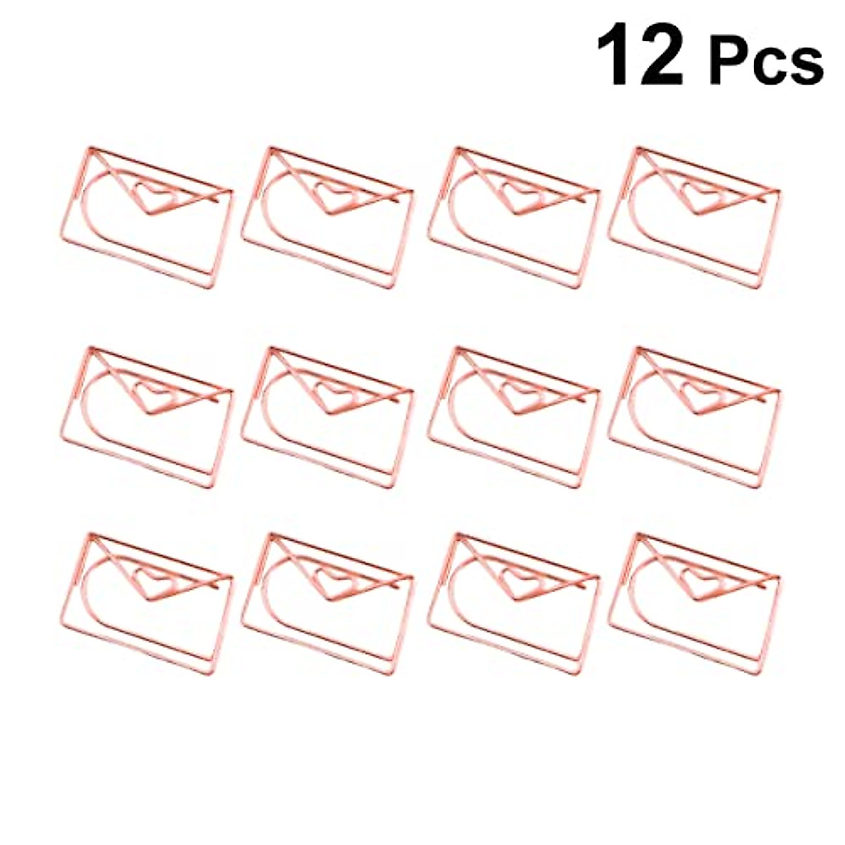 Operitacx 12pcs Cartoon Metal Binder Home Envelope Organizer Office Clip Bookmark Paper Kids Clamps Rose Gold Shape Creative for Adorable Document Gift Photo Holder File