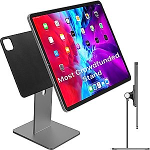 CharJenPro MagFlott V1.0 Magnetic Stand for iPad Pro 12.9”, iPad Air 13" M2 (2024). Gray. Successful Kickstarter Campaign. Includes 6’ USB C Curved Cable.