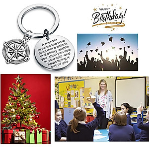 Gzrlyf Mentor Keychain with Compass Charm Mentor Appreciation Gifts for Mentor Leader (Mentor Keychain C)