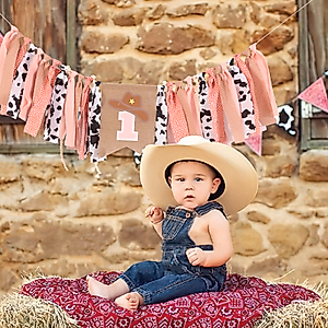 1st Birthday High Chair Banner - Cow Girl Rodeo for Party Fabric Decor,Cake Smash Baby Shower,Backdrop Garland for photo props