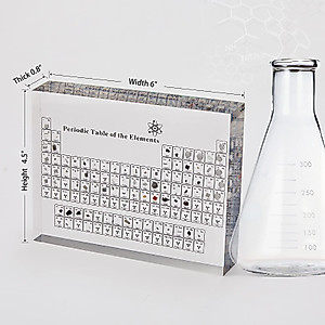 Periodic Table with Real Elements Inside, Acrylic Periodic Table Display with 83 Real Elements Samples, Craft, Teaching Tool, Gift for Kid, Students, Teacher, Science Lovers, 6*4.5*0.8 inch