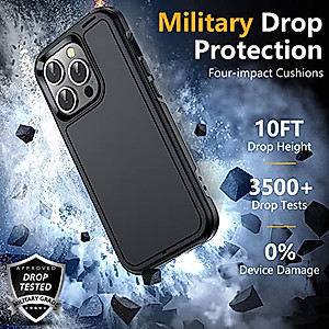 jaroco for iPhone 14 Pro Case, [Military Grade Drop Protection] [2 pcs Screen Protector & Camera Lens Protector] Full-Body Shockproof Protective for iPhone 14 Pro Phone Case 6.1 inch (Black)