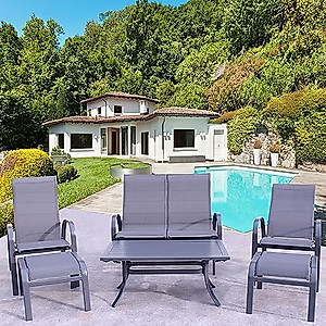 Courtyard Casual Santa Fe Alum Sling Reclining Chair, Set of 2