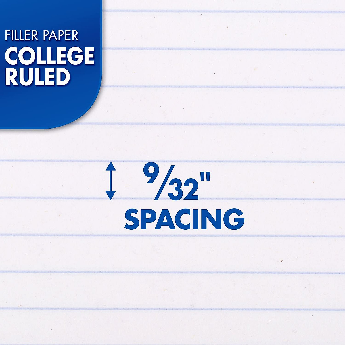 Mead Loose Leaf Paper, 3 Hole Punch Reinforced Filler Paper, College Ruled Paper, 10-1/2" x 8", 200 Sheets (15326) White