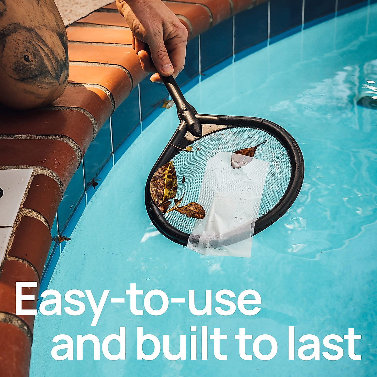 Ice Barrel Net Black - Made in USA - Pool and Spa Skimmer - Hand Skimmer with Stainless Steel Frame Net for Cleaning - Skim Net (17.5 x 8.5)