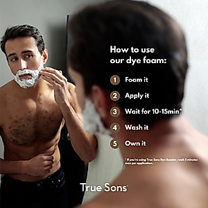 True Sons Hair Dye For Men And Beard Oil - Complete Hair, Beard and Mustache Kit For Natural Dark Brown Look. Instant Dye Booster Applicator For Grey Hair (1.75 oz Dark Brown), Daily Beard Oil (1 oz)