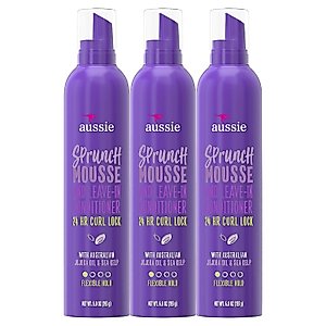 Aussie Sprunch Mousse 24 Hour Curl Lock, Flexible Hold 6.80 oz (Pack of 3)