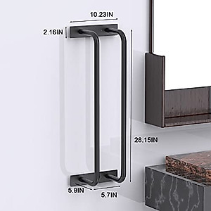 KITHOLD Adhesive Towel Racks for Bathroom, Wall Mounted Bathroom Towel Storage, Stainless Steel Bath Rolled Towels Holder Towel Organizer Shelf for Folded Large Towel Beach Shower Towel - Black