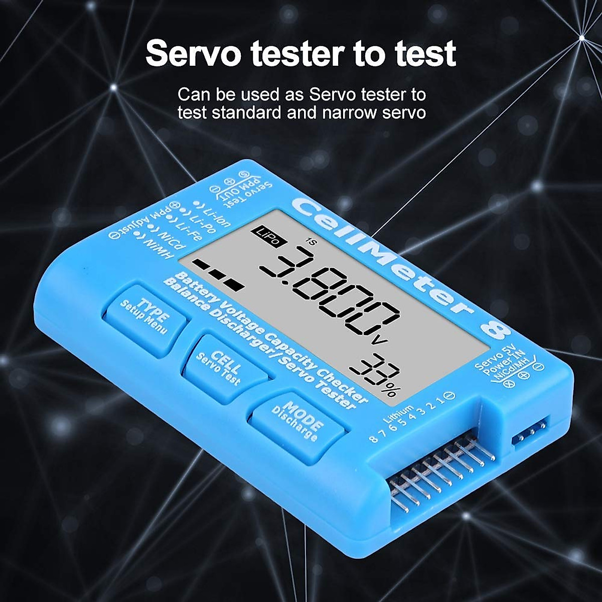 RC CellMeter 8 Digital Capacity Checker Voltage Tester LCD Backlight for Life Li-ion NiMH Nicd