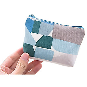 iSuperb Pack of 4 Canvas Coin Purse Change Cash Bag Zipper Small Purse Wallets (Geometric Pattern)