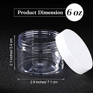 4 Pieces Round Clear Wide-mouth Leak Proof Plastic Container Jars with Lids for Travel Storage Makeup Beauty Products Face Creams Oils Salves Ointments DIY Making or Others (White, 6 Ounce)