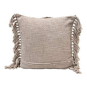 Creative Co-Op Cotton Blend Tufted Pattern & Tassels, Grey Pillow