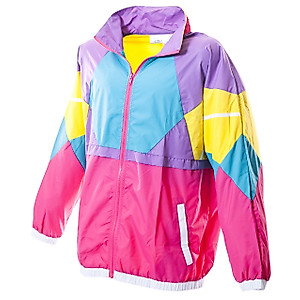 Funny Guy Mugs Like Totally 80s & 90s Retro Neon Windbreaker, Medium