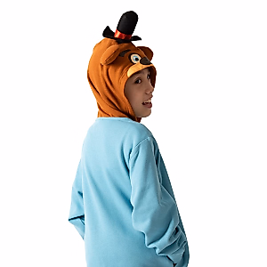 Five Nights At Freddy's Big Face Freddy Hood Long Sleeve Denim Heather Boy's Hooded Sweatshirt-XL