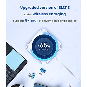 Enther&MAXHUB Upgraded BM21 Bluetooth Conference Speakerphone, Teleconference Speaker with Wireless Charging, USB Speaker with 6 Mics for Home Office, Enhanced 360° Voice Pickup and Noise Reduction