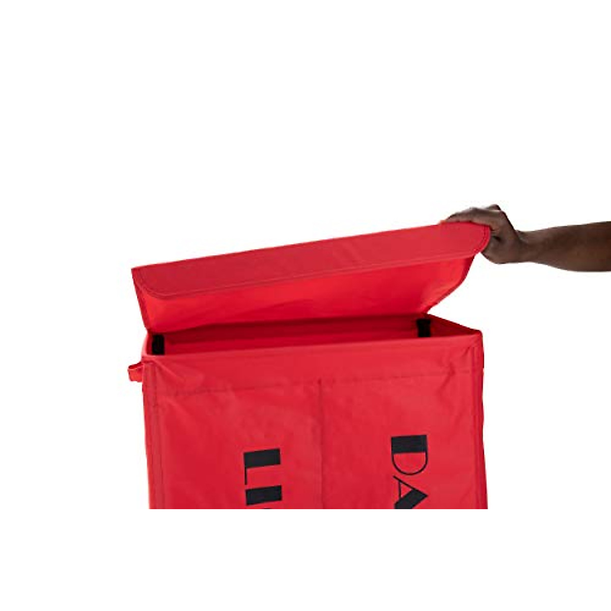 Mind Reader Double Rolling Hamper Laundry Sorter with Lid, Wheels, Handles, Red