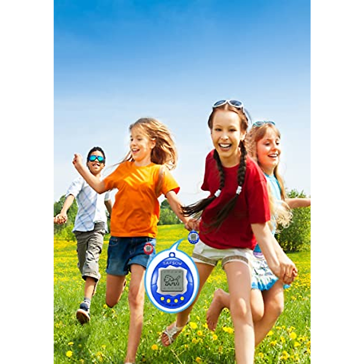 SAFSOU 3 Pieces of Virtual Electronic Digital pet Keychain Keychain Electronic pet Nostalgic Virtual Digital pet Retro Handheld pet Machine (3 Pieces, Rose red Yellow Blue)