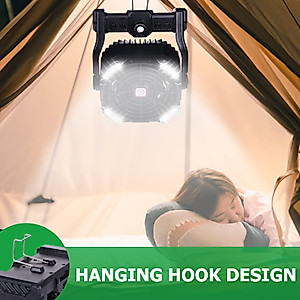 Camping Fan with LED Lantern, Portable Fan Rechargeable Battery Powered Fan for Outdoor Camping Fans, 270°Head Rotation Beach Fan, Quiet Table Fan Battery Operated USB Fan for Tent Picnic Black X26