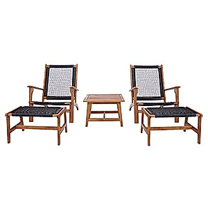 SAFAVIEH Outdoor Collection Chantelle Natural/Black Woven 5-Piece Patio Set