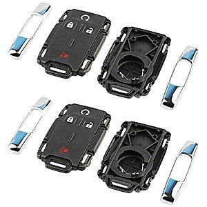 Just the Case Keyless Entry Remote Key Fob Shell for Chevy Silverado Colorado GMC Sierra (M3N-32337100 Chrome), Set of 2