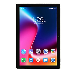 2 in 1 Tablet, 10.1 Inch 8GB 256GB FHD Tablet with Keyboard, 5G WiFi 4G Calling Tablet PC with Night Reading Mode for Office, Gaming 100‑240V Yellow (US Plug)