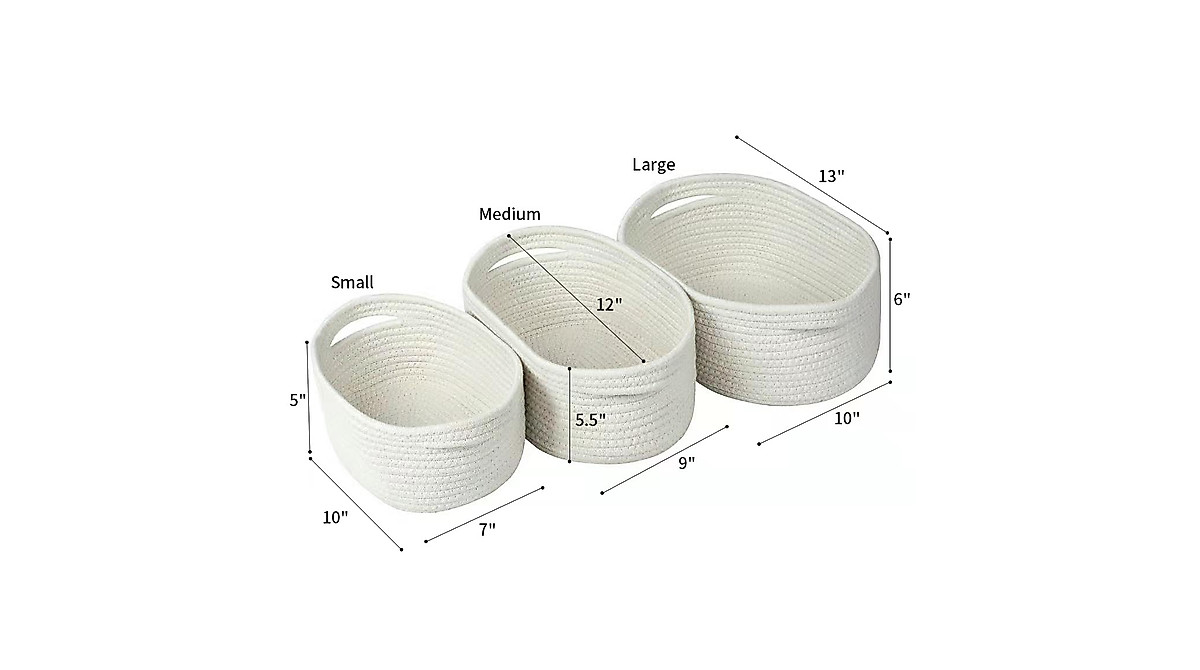 R RUNKA Cotton Rope Storage Basket Set - Versatile & Stylish