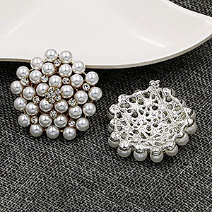 COLORFUL BLING Elegant Imitation Pearl Floral Crystal Brooch Pin for Wedding Bridal Fashion Jewelry-Gold