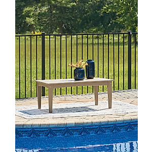 Signature Design by Ashley Hyland Wave Outdoor Coffee Table, 44" W x 24" D x 18" H, Brown