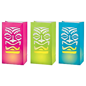 Tiki LED Luminaries - 11" x 6", Assorted Colors, 6 Pcs