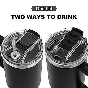 SOOZELEN 40oz Tumbler with Handle & Straw Lid, Insulated Travel Mug, Double Walled Keeps Drinks Cold & Heat for Long Time（Black）