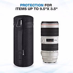 Powerextra 4x Zipper Lens Case Lens Pouch Bag with Thick Protective Neoprene for DSLR Camera Lens Fit for CA Nikon Sony Olympus Panasonic Includes Small Medium Large XL Size