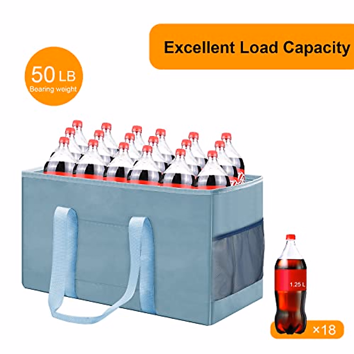 Steranka Extra Large Utility Tote Bag,Large Tote Bag Reusable Grocery Bags Collapsible Tote for Groceries,Storage,Picnic,Beach,Light Blue